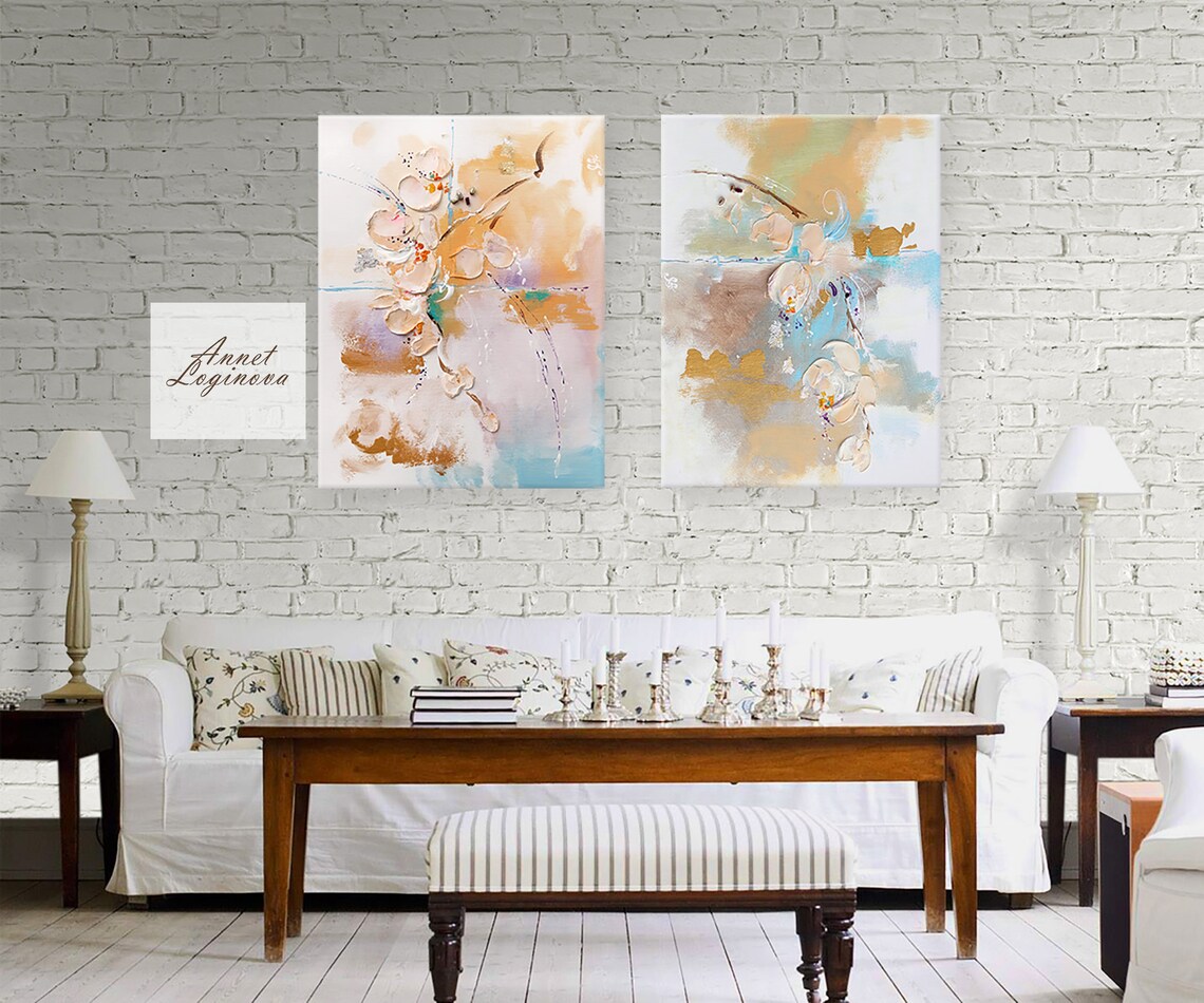 Abstract Painting 2 Piece Wall Art, Original Abstract Painting, Set of ...