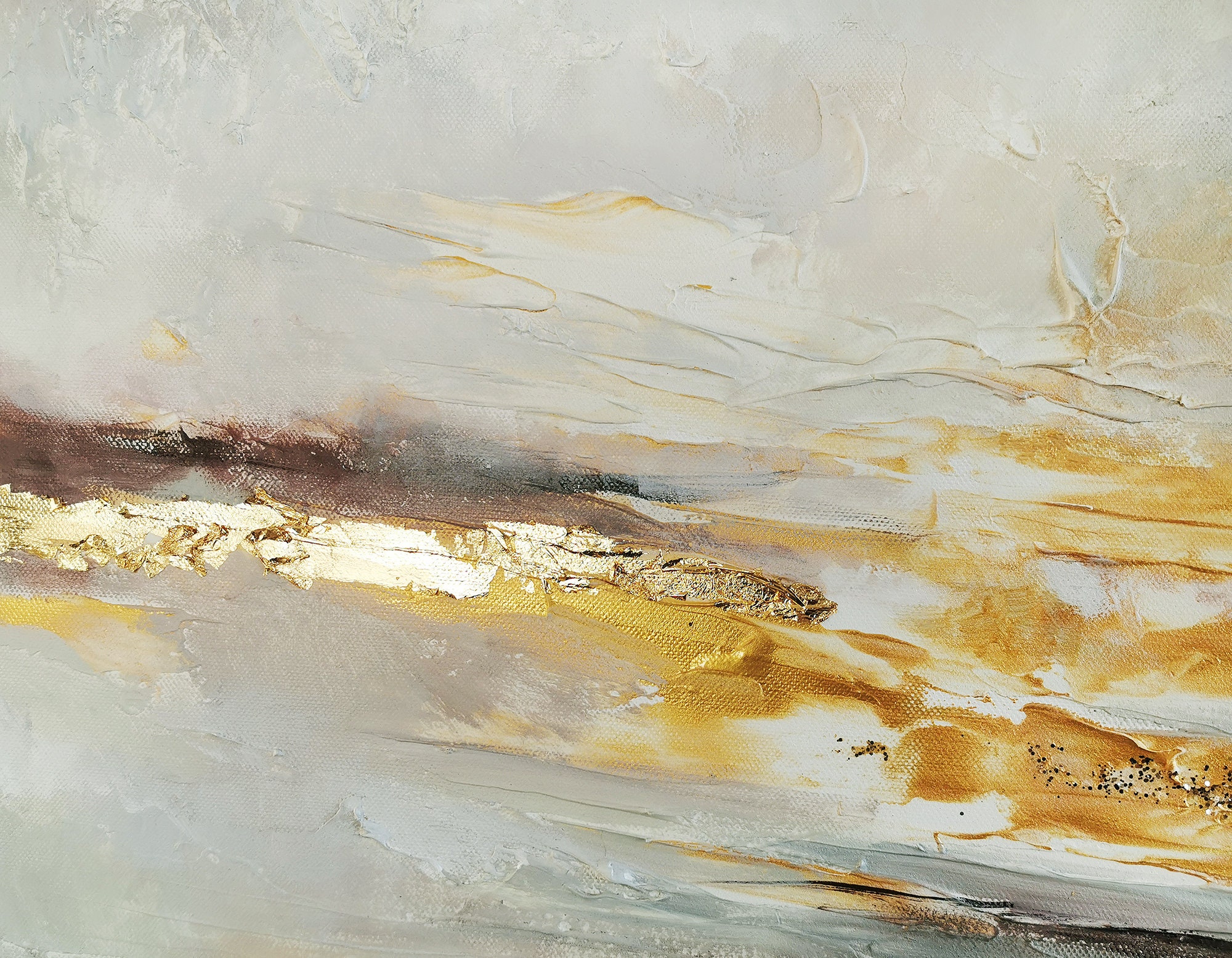 Round Abstract Canvas Art Abstract Wall Art Gold Leaf Wall - Etsy