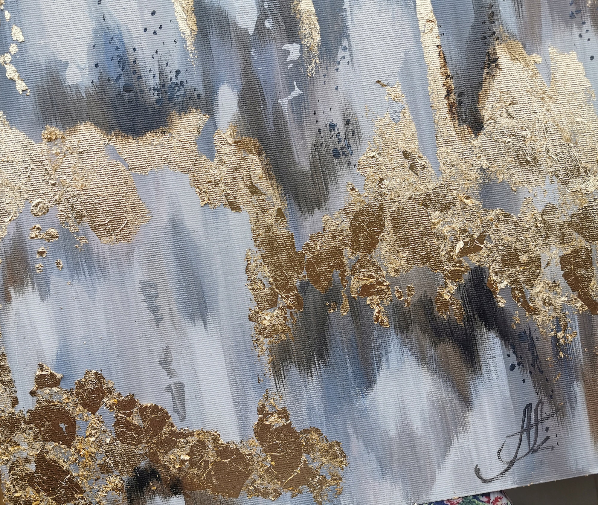 Abstract Canvas art Original Abstract painting Gold Leaf | Etsy