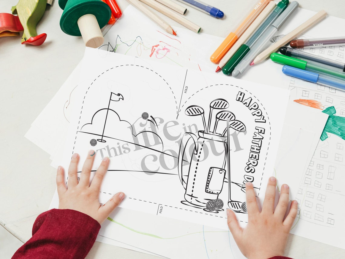 PRINTABLE Golf Fathers Day Card | Printable Fathers Day Card to Colour ...