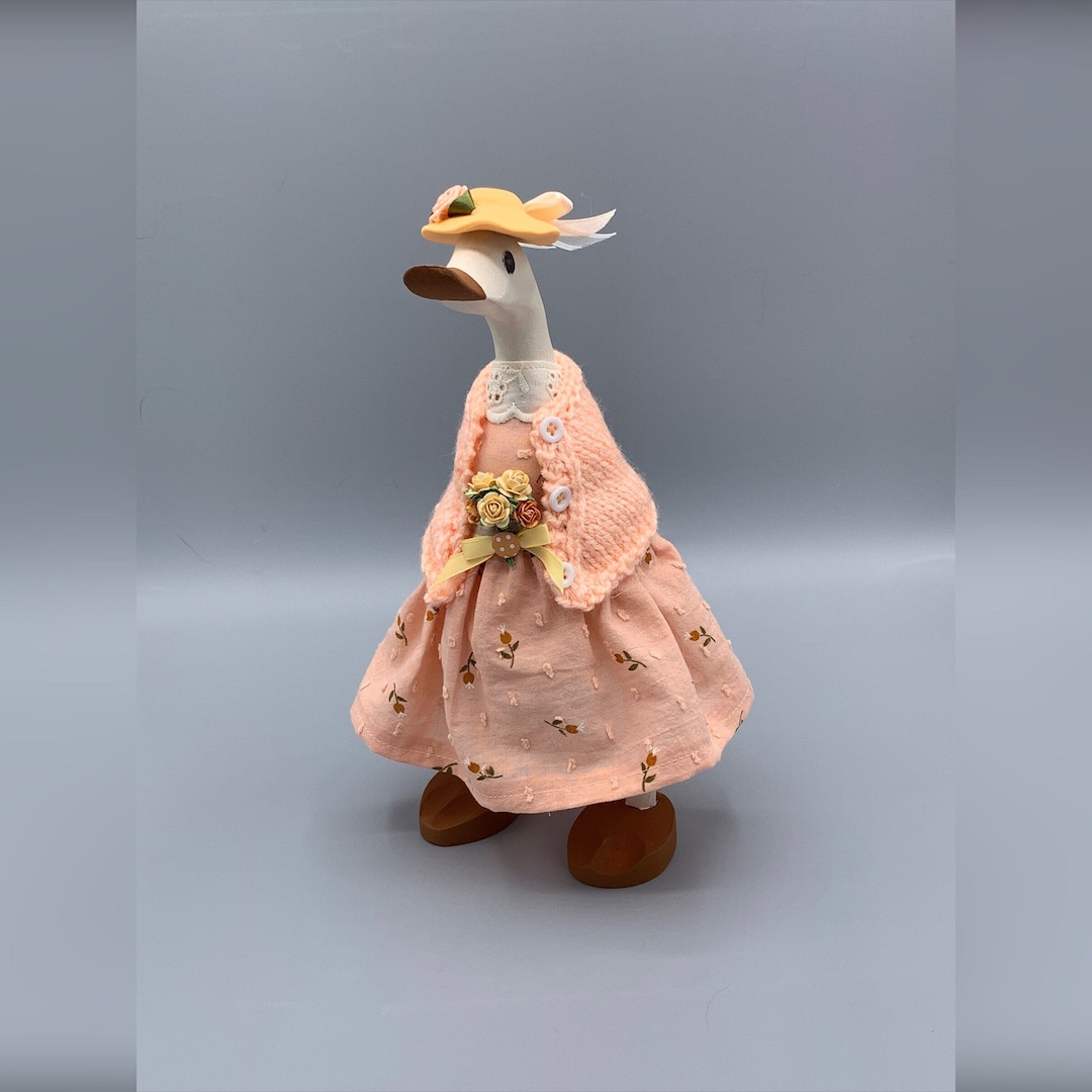 Painted Wooden Duck. Peach and Cream Duck Ornament.personalised Gift ...