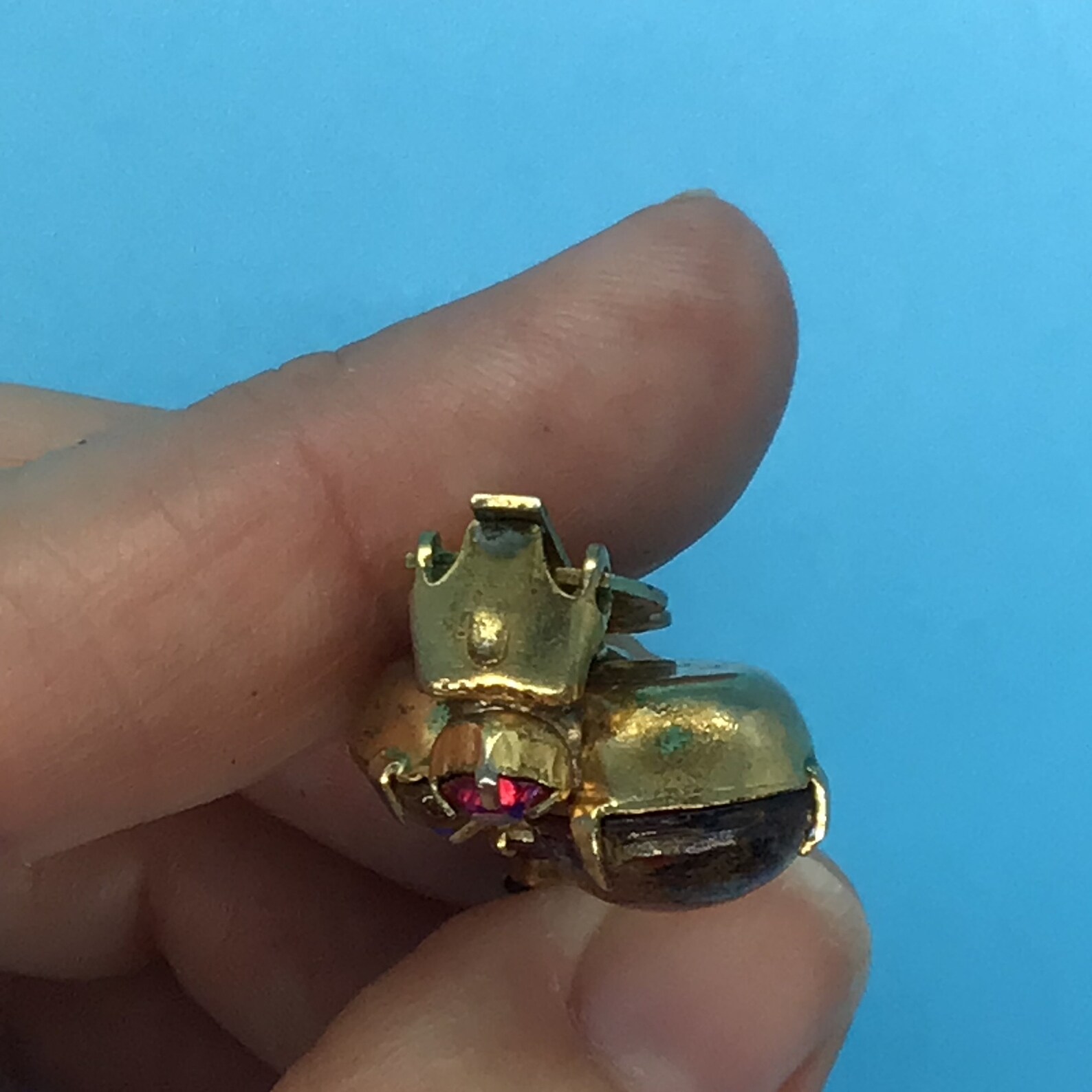 Vintage 1950's Signed Kramer cat's Eye and Rhinestone Earrings - Etsy