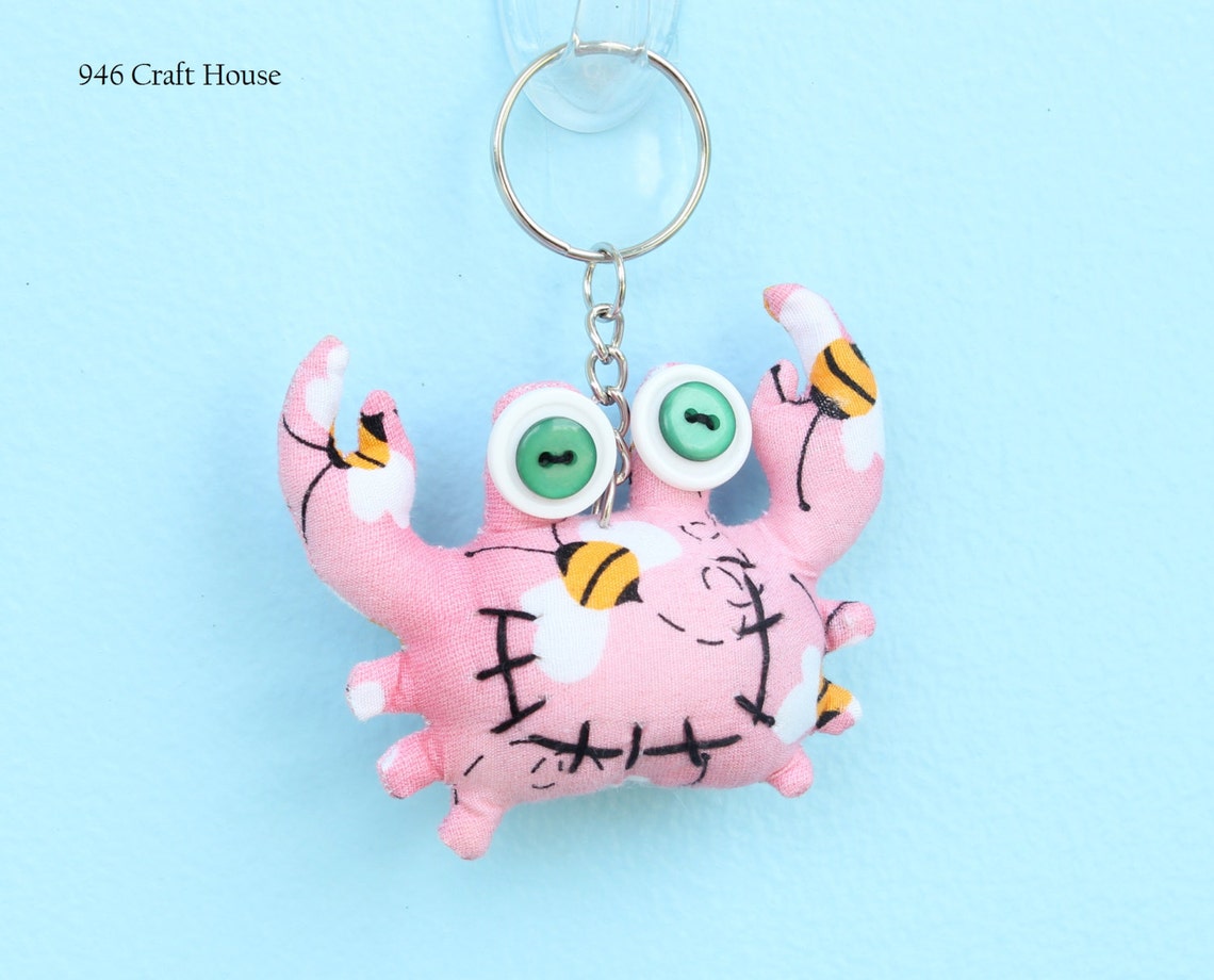 FREE SHIPPING crab keychain / fabric crab keychain / pink | Etsy