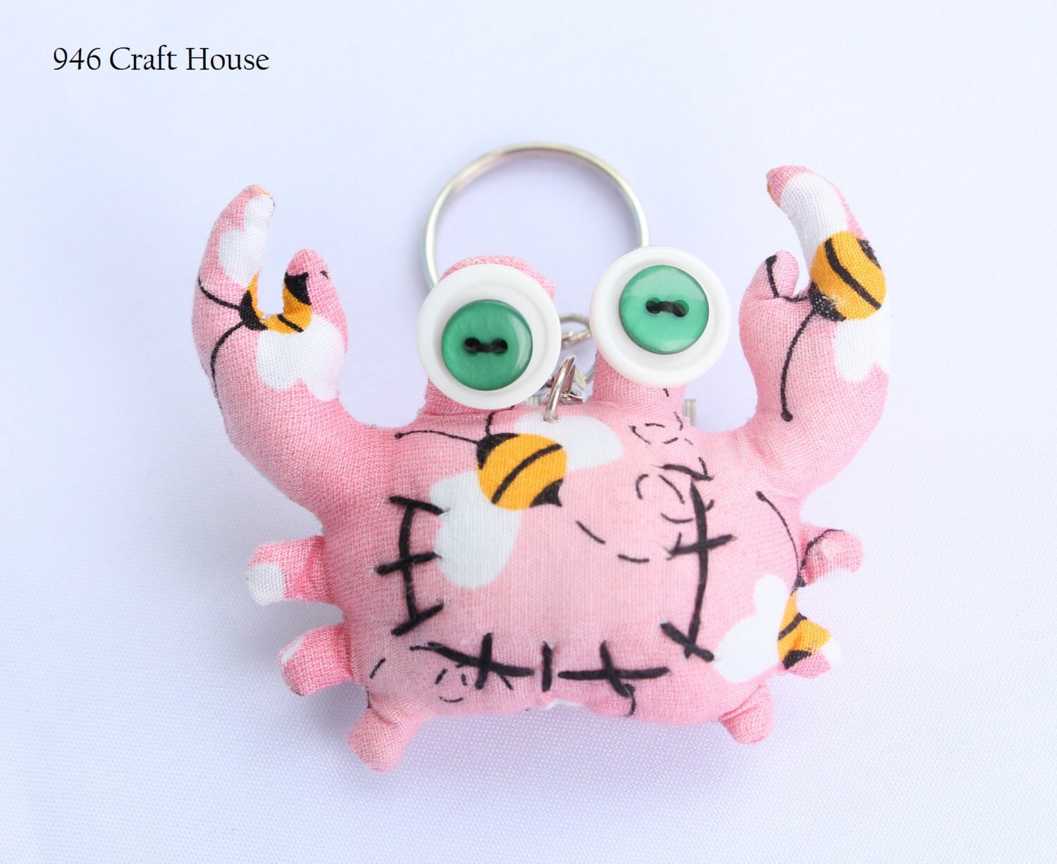 FREE SHIPPING crab keychain / fabric crab keychain / pink | Etsy