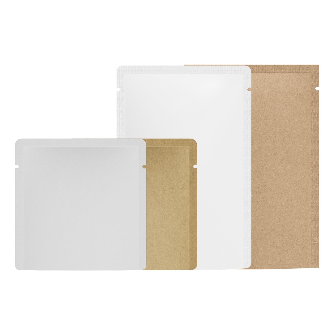 C104- Brown or White Kraft Paper Aluminum Foil Open Top Bags W/ Tear ...