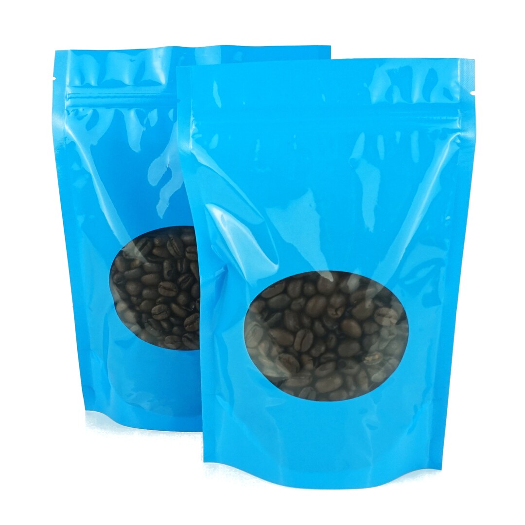 C443-31 - QQ Studio Blue Coffee Pouches, Resealable Coffee Bean Bags ...