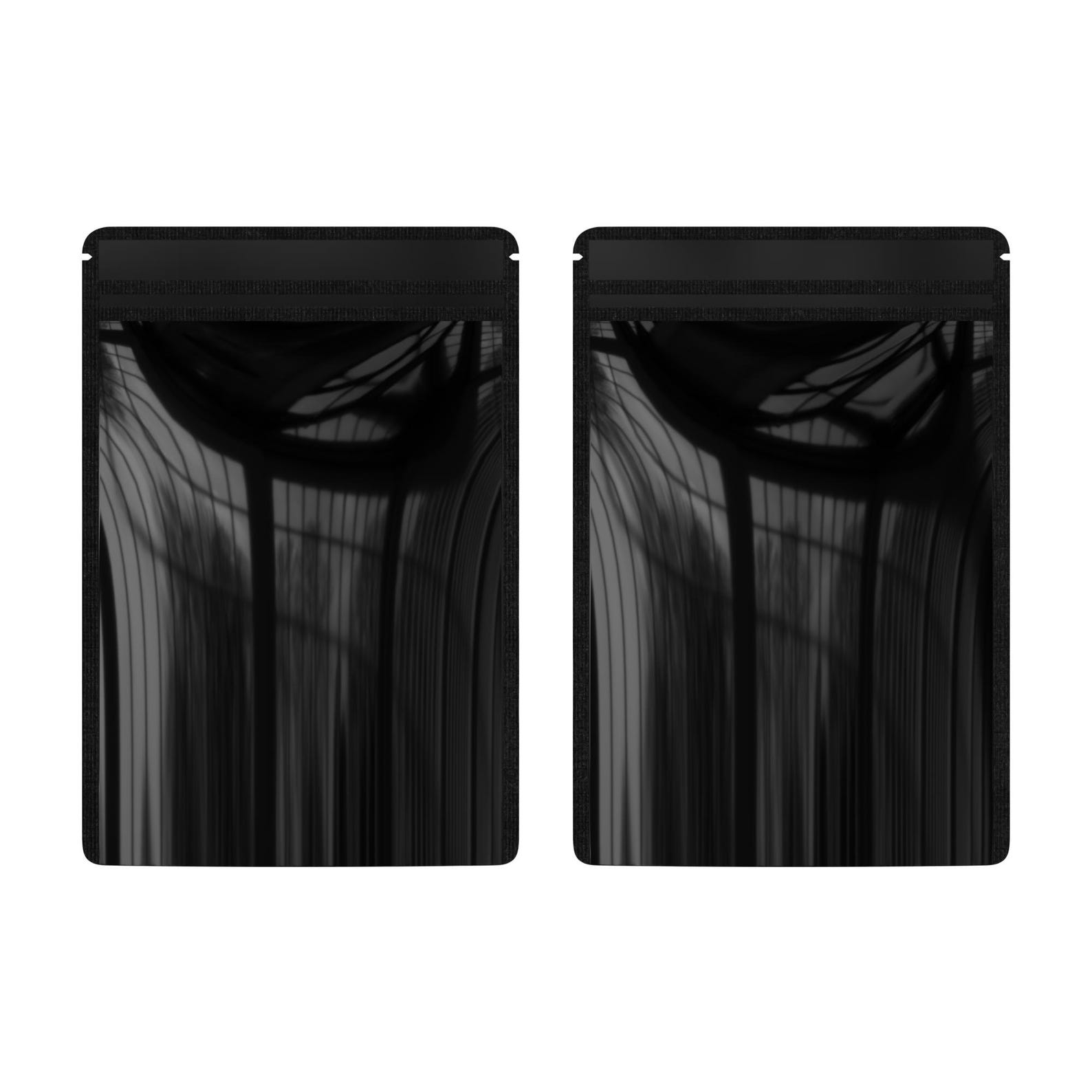 C229- Glossy Black Open Bottom Filling Flat Zip Seal Metallized Foil ...