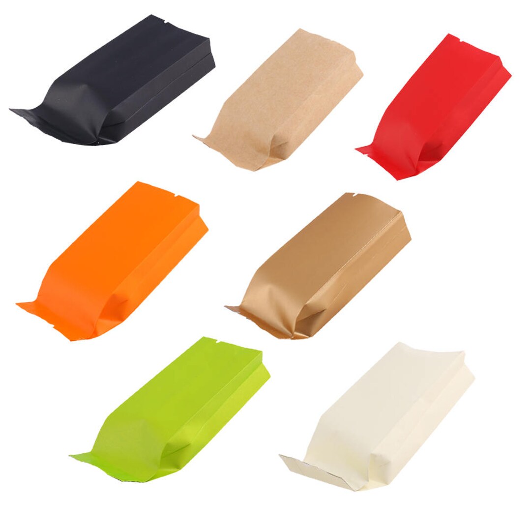 C105- Matte Color Open Top Bags W/ Top & Bottom Tear Notches Tea Sample ...