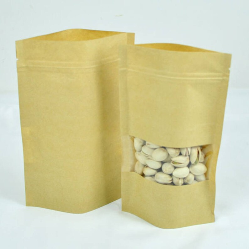 C318 Brown Kraft Paper Resealable Zipper Seal Stand up Bags - Etsy