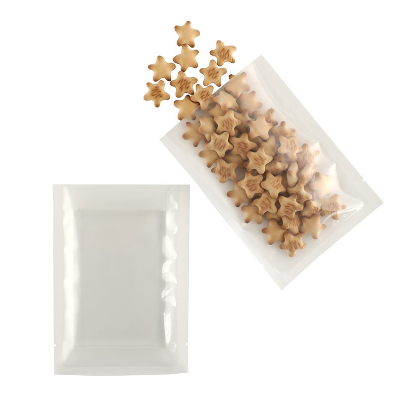 1109-1181- Clear and White Plastic Open End Bags Pouches Snack Pack ...