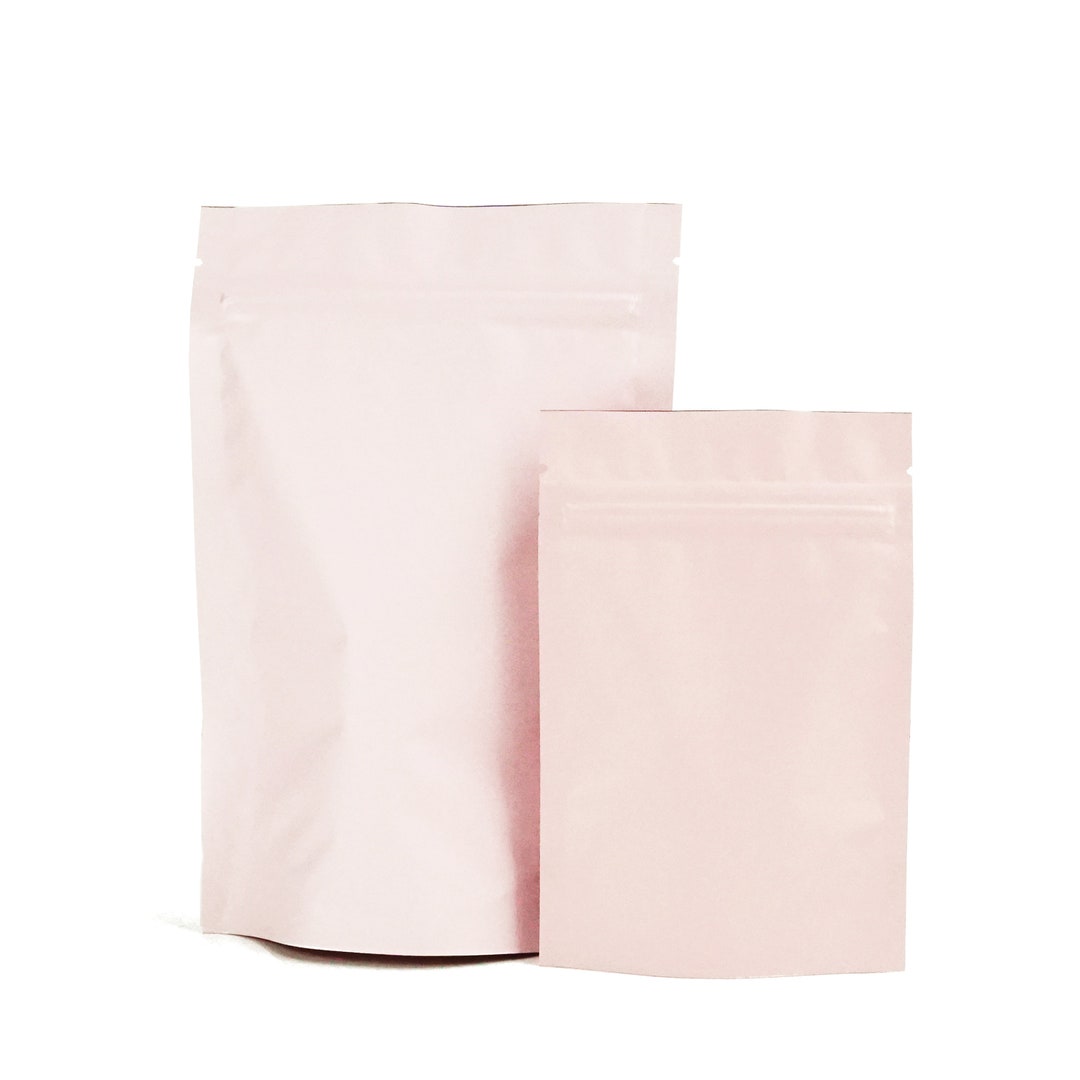 C302-50 Pack of 100 Bags Double-sided Heat Sealable Matte Pink Stand ...