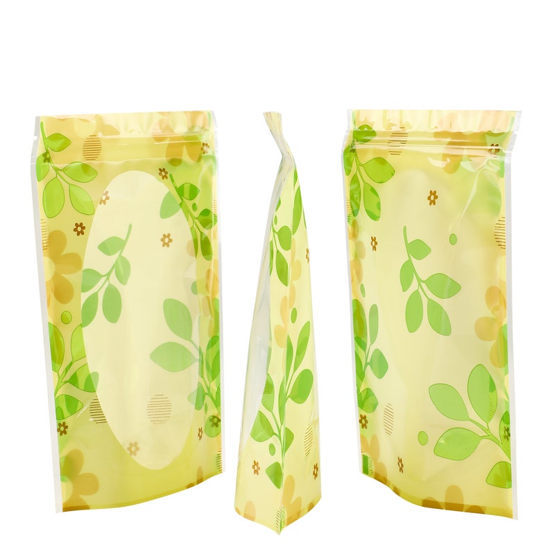 C350 - Yellow Floral Flower Stand up Pouch Resealable Zipper Party ...