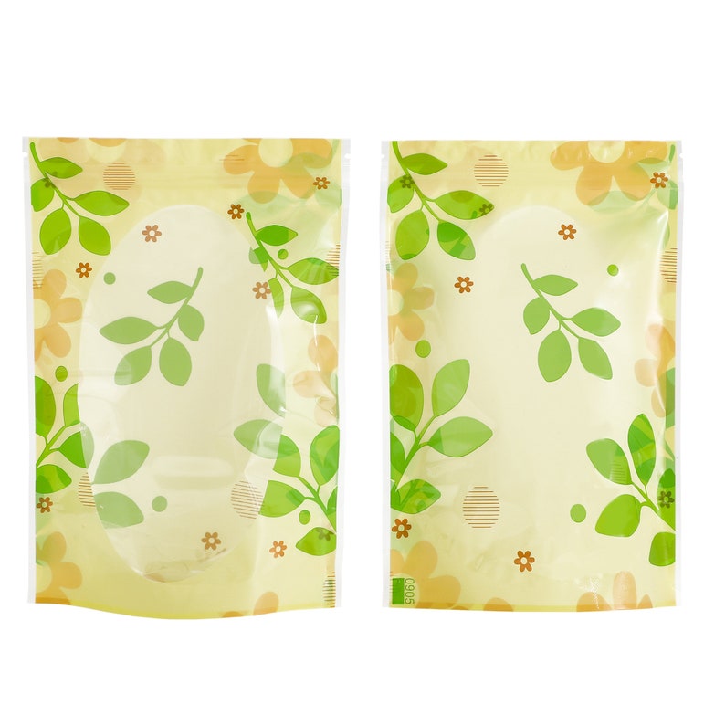 C350 - Yellow Floral Flower Stand up Pouch Resealable Zipper Party ...