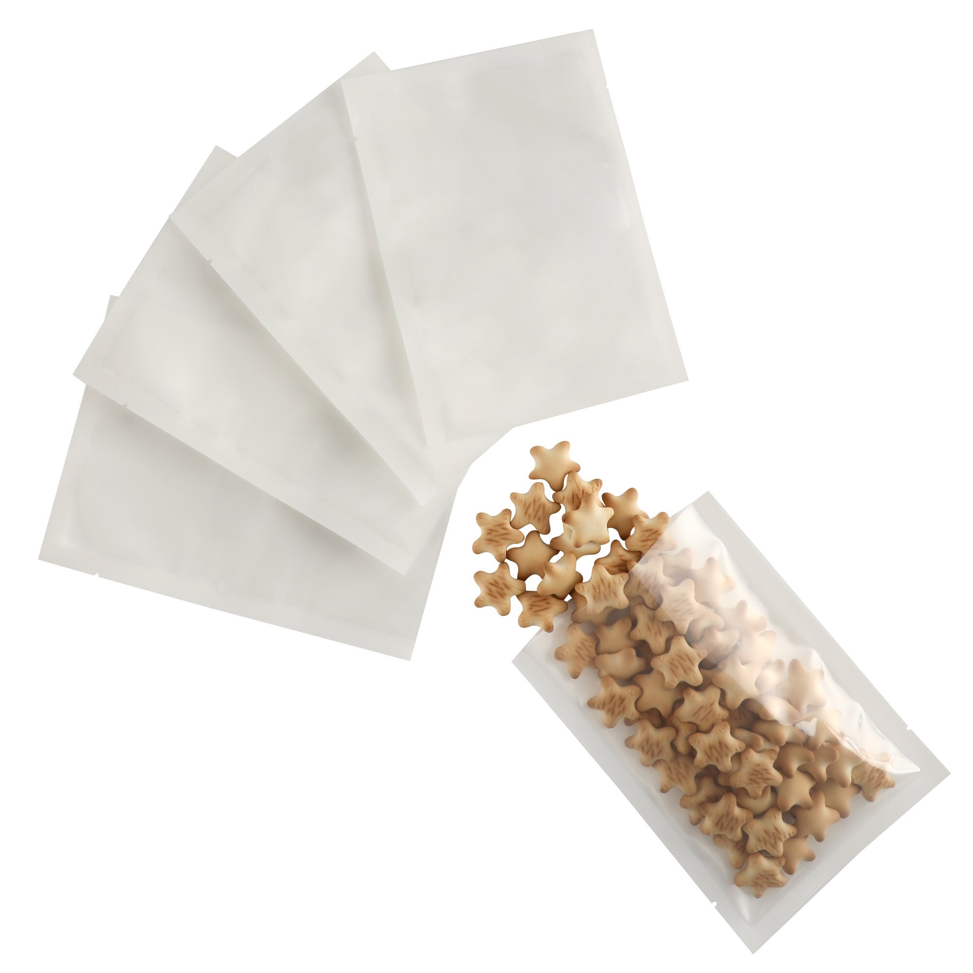 1109-1181- Clear and White Plastic Open End Bags Pouches Snack Pack ...