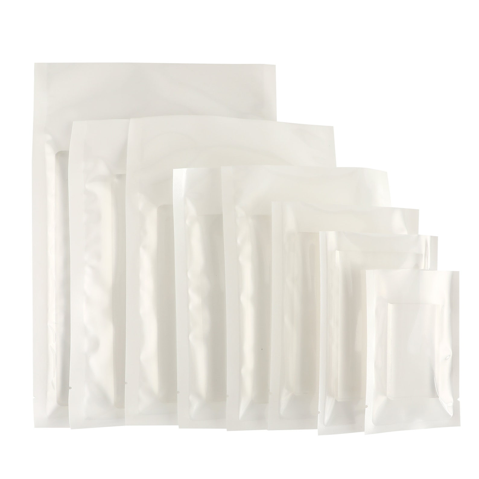 1109-1181- Clear and White Plastic Open End Bags Pouches Snack Pack ...
