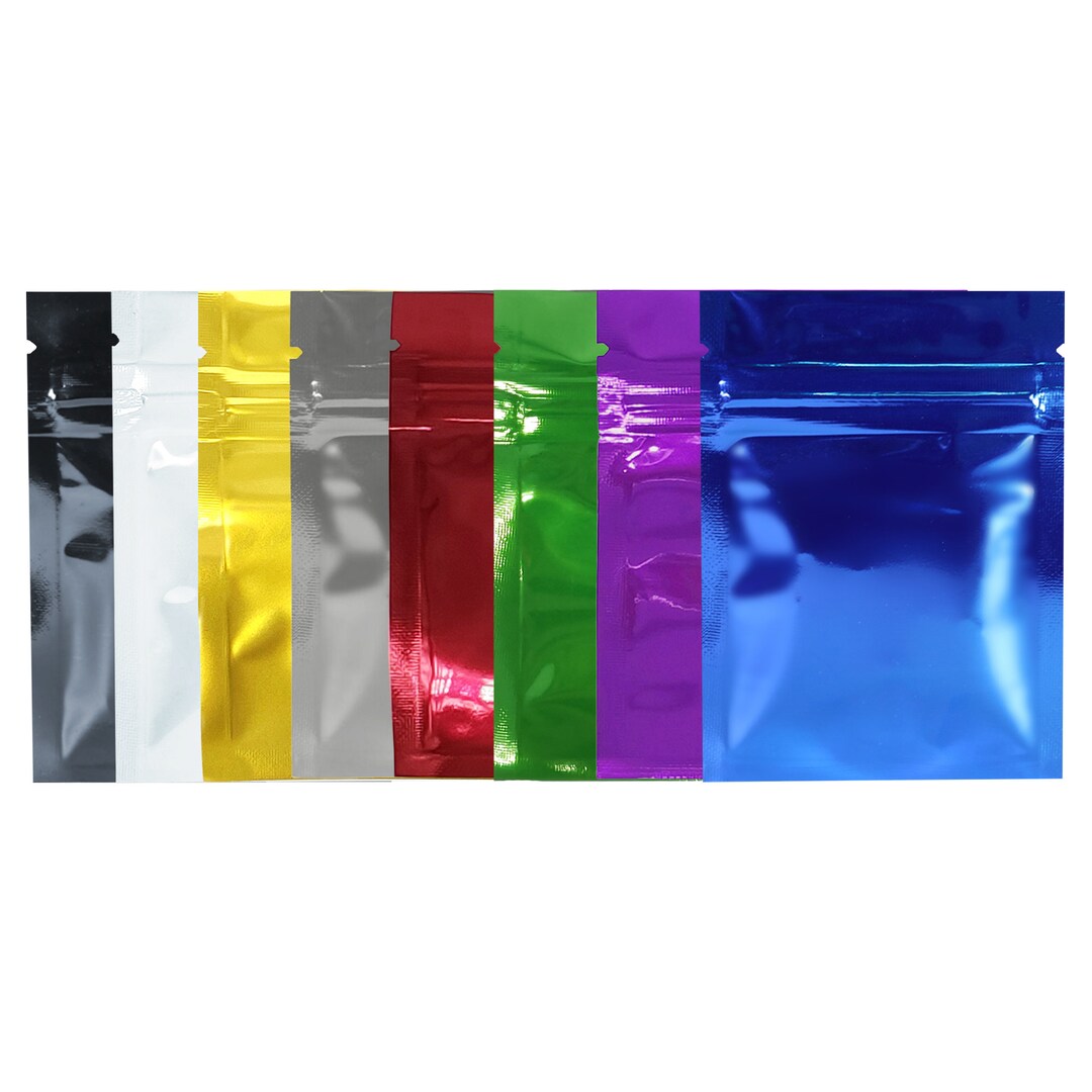 C205- Glossy Clear Colored Small Sample Size Flat Press Zip Bags (100 ...