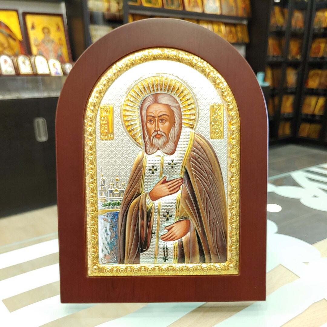 Christian Icon of Saint Seraphim of Sarof Byzantine Silver - Etsy