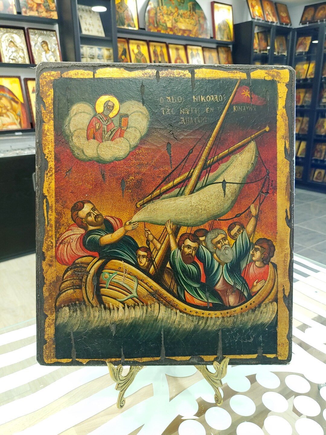 Saint Nicholas Hand Painted Icon, the Miracle of Saint Nikolas Orthodox ...