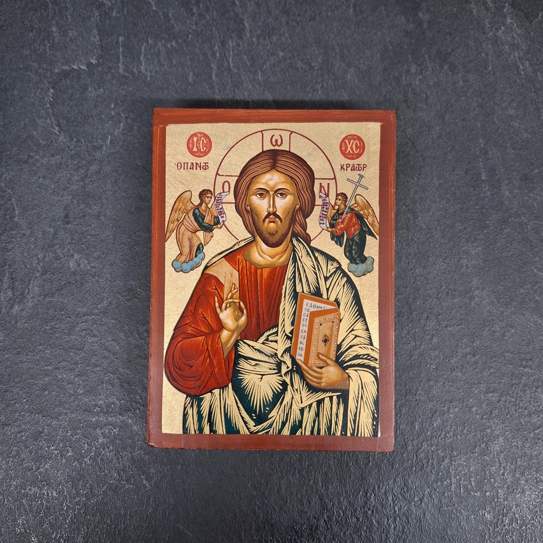 Jesus Christ Pantokrator Greek Orthodox Handpainted Icon - Etsy
