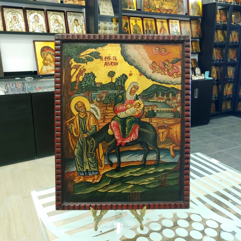 The Flight into Egypt Orthodox Hand Painted Icon | Etsy