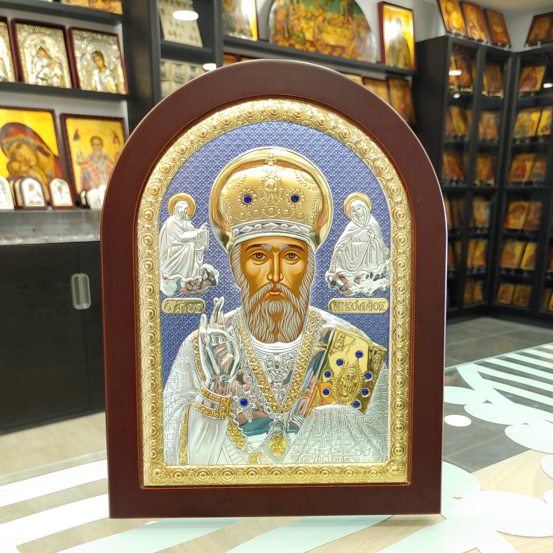 Christian Icon of Saint Nicholas Nikolay Silver Orthodox - Etsy