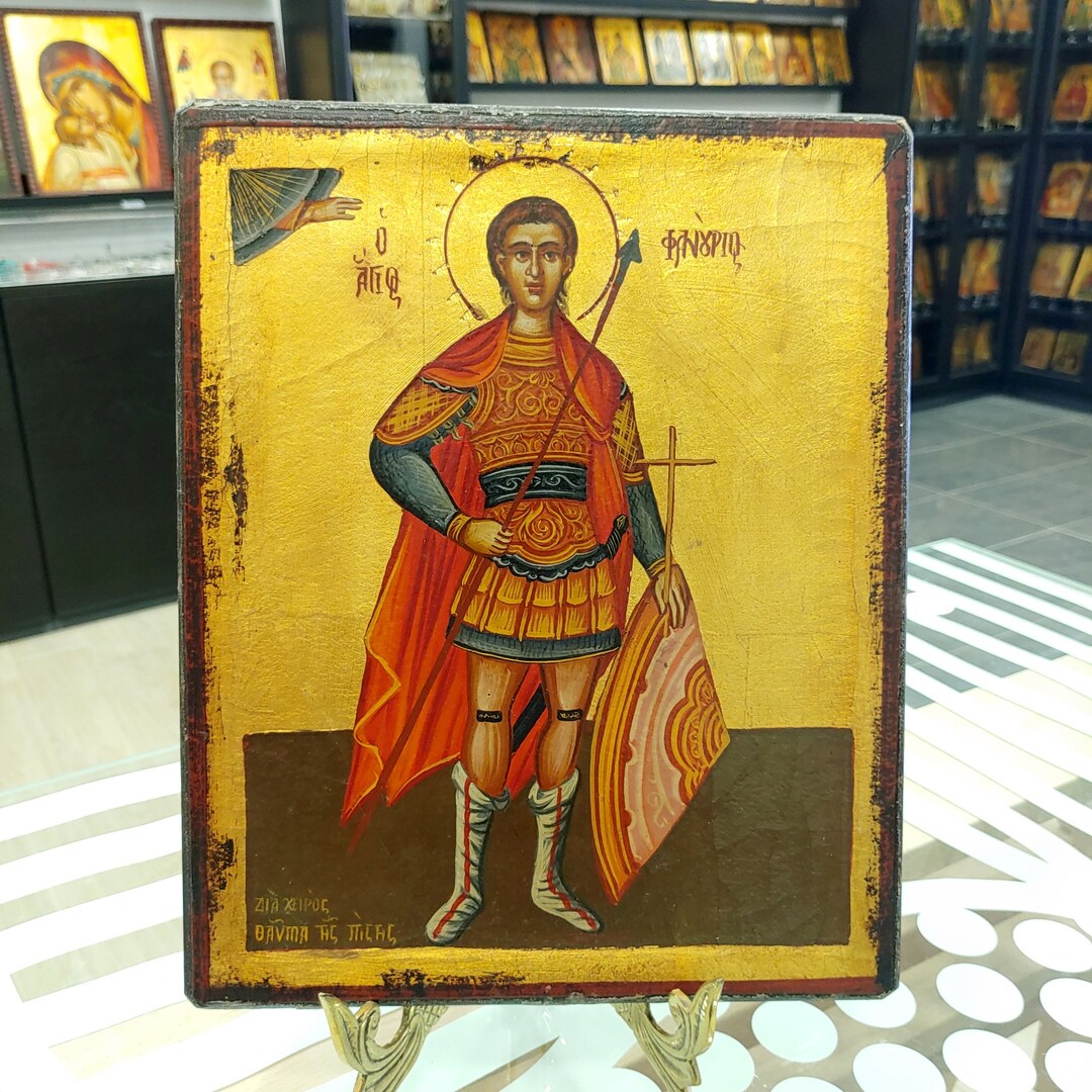 Christian Hand Painted Icon of Saint Fanourios, Handmade Byzantine ...