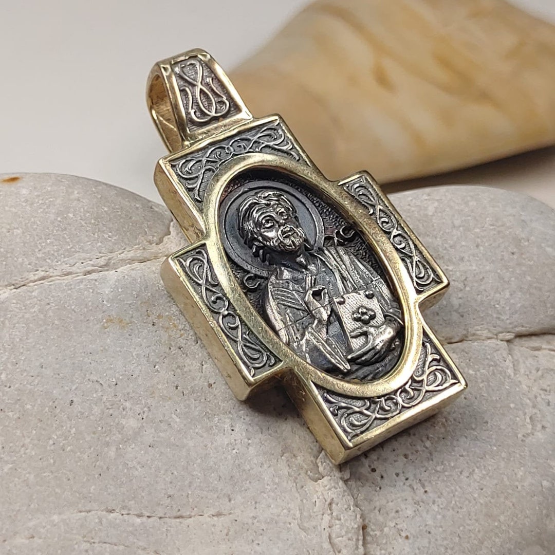 Sterling Silver Christian Cross Jesus Christ and Archangel Michail ...