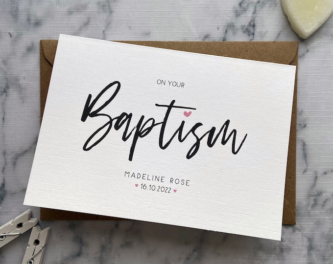 Personalised Baptism Card, Baptism Card, Greeting Card, Personalised ...
