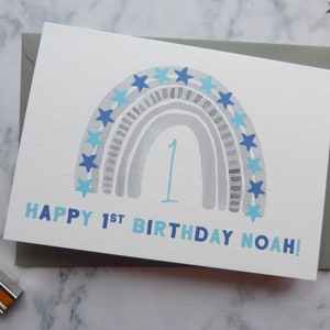 Personalised Rainbow Birthday Card, Girls/boys Birthday Card, Rainbow ...