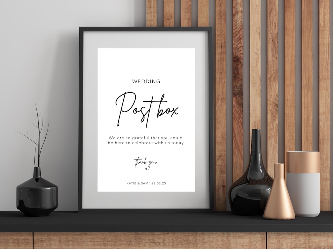 Monochrome Post Box Sign Template, Modern Wedding Printable Sign ...