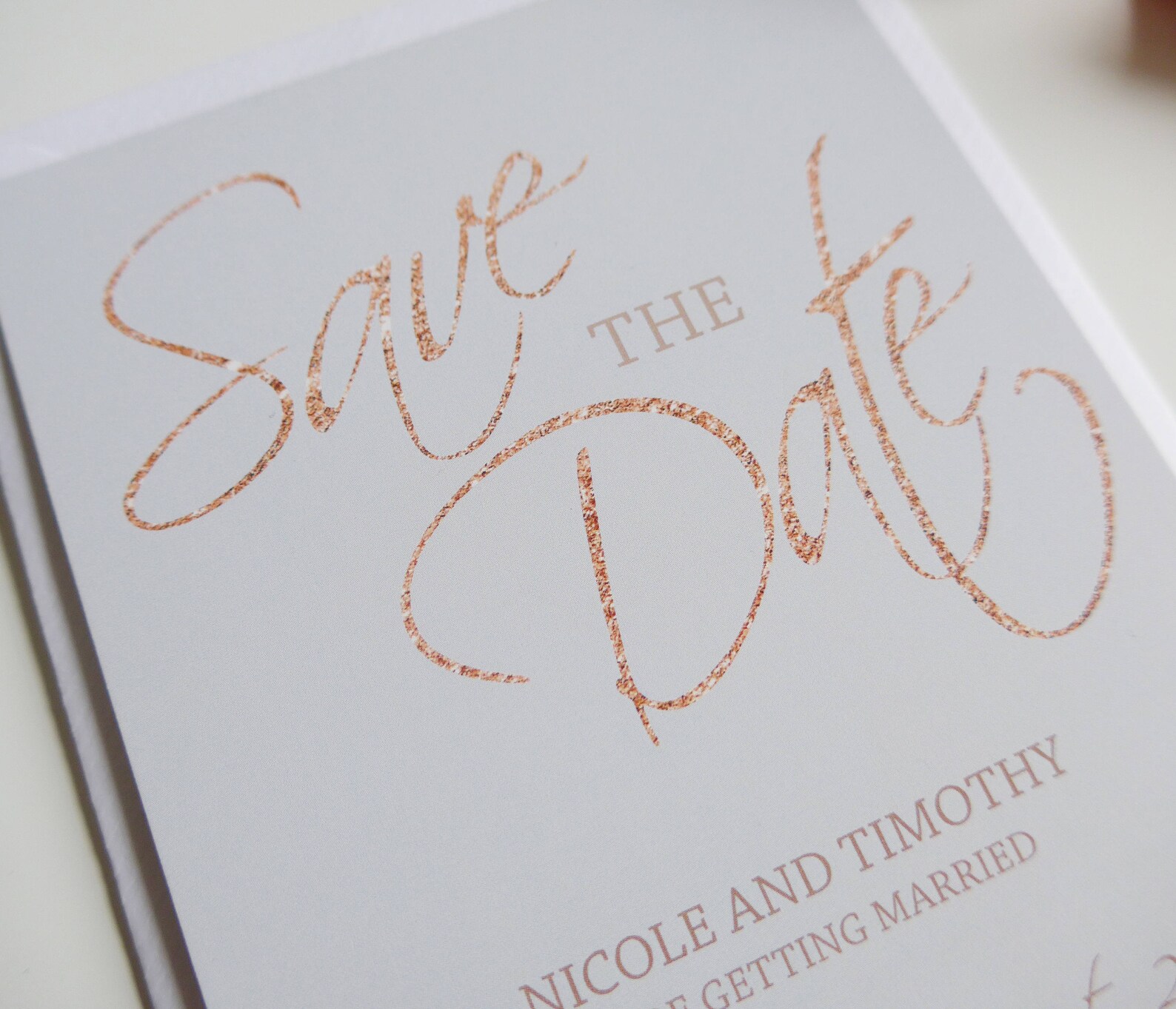 Rose Gold Save the Date Save the Date Card Faux Glitter | Etsy