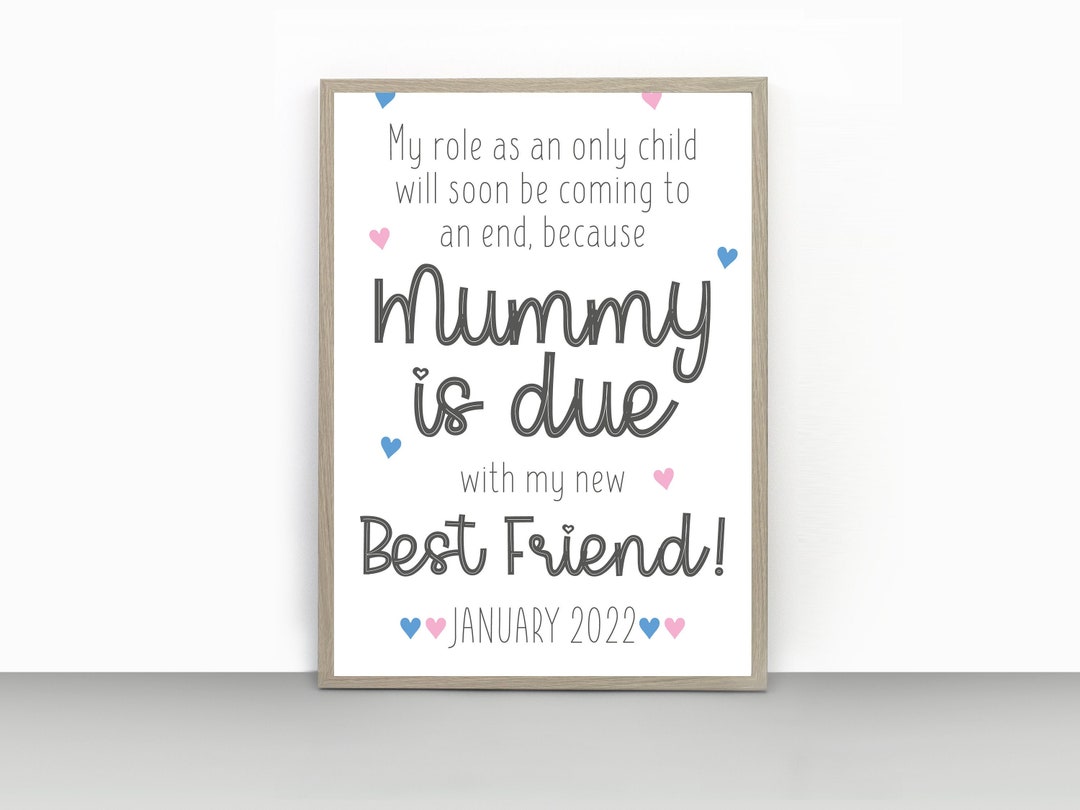 Personalised Pregnancy Announcement Sign, Mummy is Due With My New Best ...
