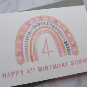Personalised Rainbow Birthday Card, Girls/boys Birthday Card, Rainbow ...