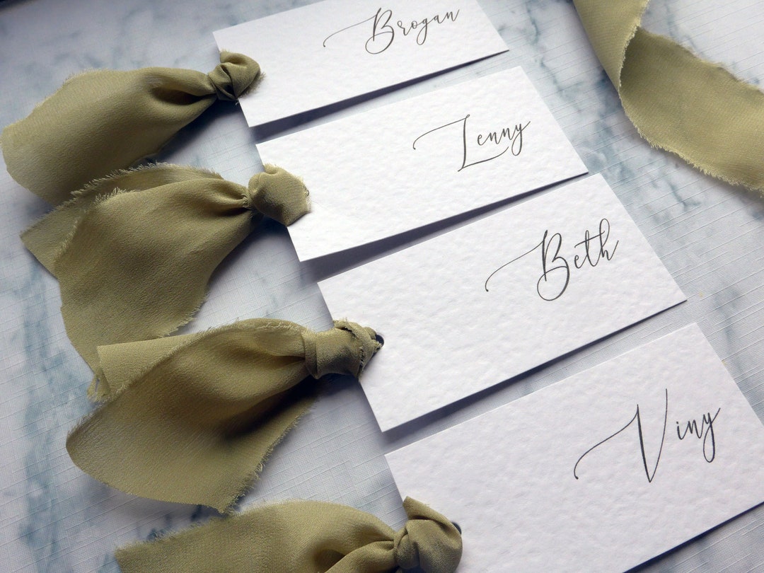 Chiffon Ribbon Place Cards, Frayed Edge Chiffon Ribbon Place Cards ...