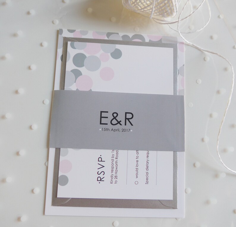 Modern Wedding Invitation Set, Wedding Invite Bundle, RSVP, Belly Band ...