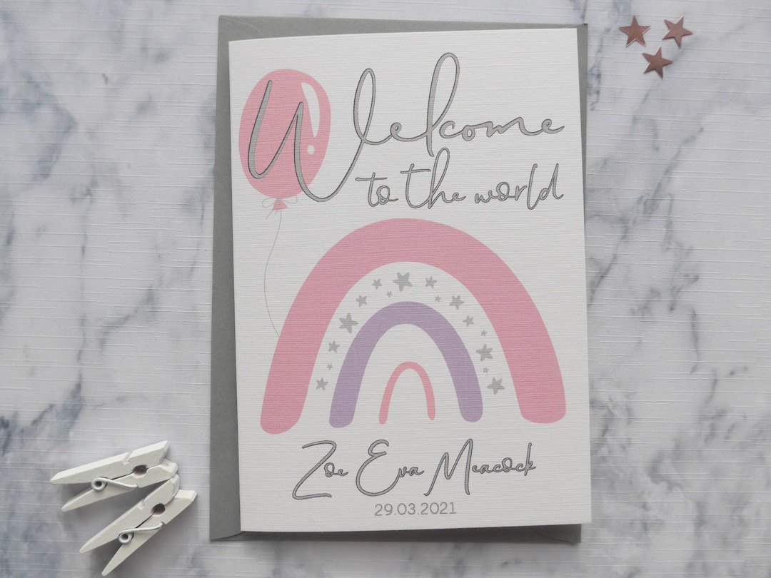 New Baby Girl Card, Baby Girl Personalised Card, Personalized Baby Girl ...