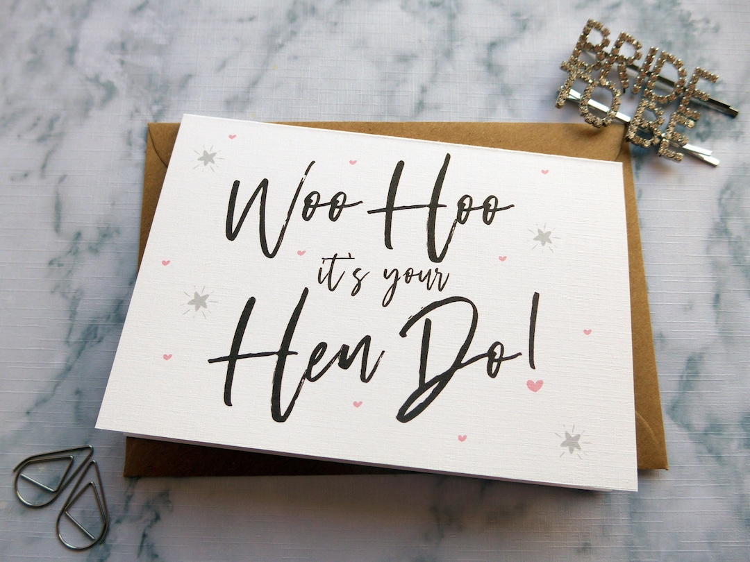 Hen Party Card Woo Hoo Its Your Hen Do Card Bride To Be Card Wedding Card Hen Night Card