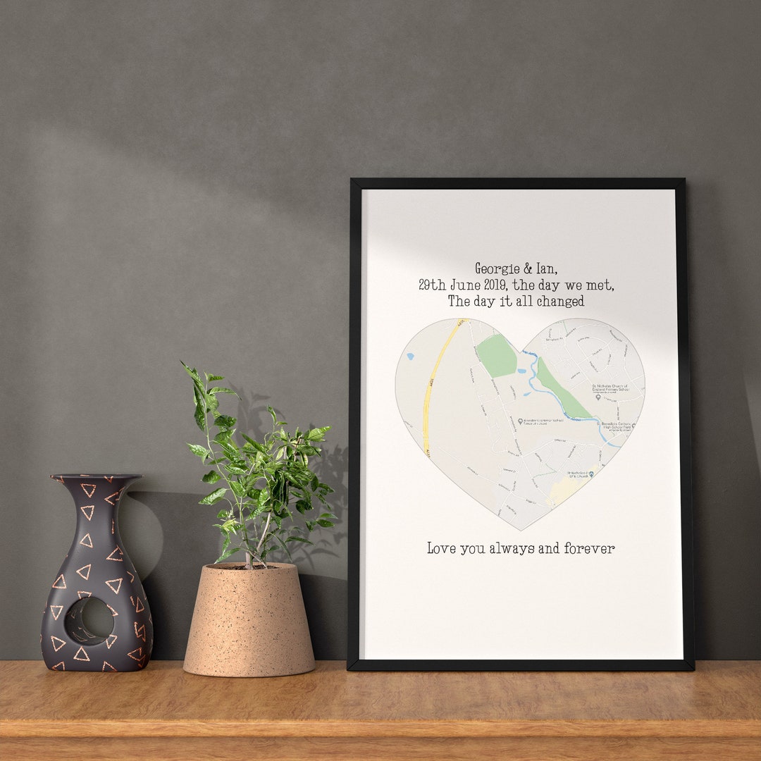 Heart Map Art, Map Heart, Heart Map Print, New Home, Personalised Map ...