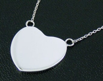 Personalised Engraved Sterling Silver 925 Heart Pendant Necklace ...