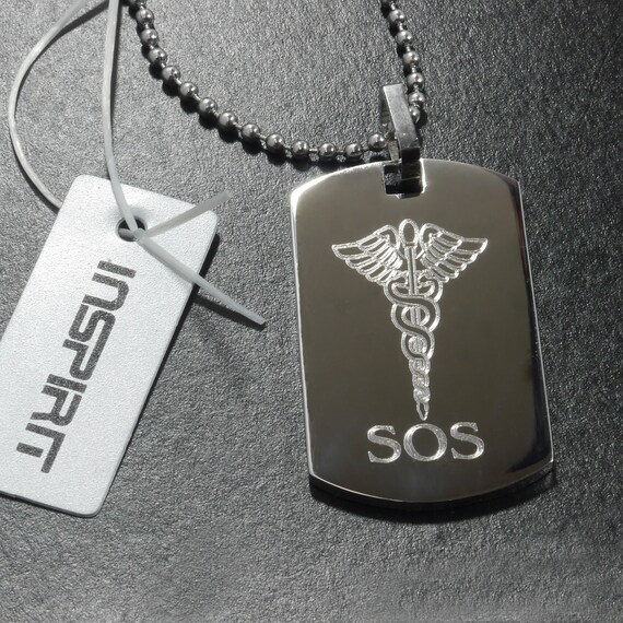 Personalised SOS Medical Alert Caduceus Stainless Steel Dog - Etsy UK