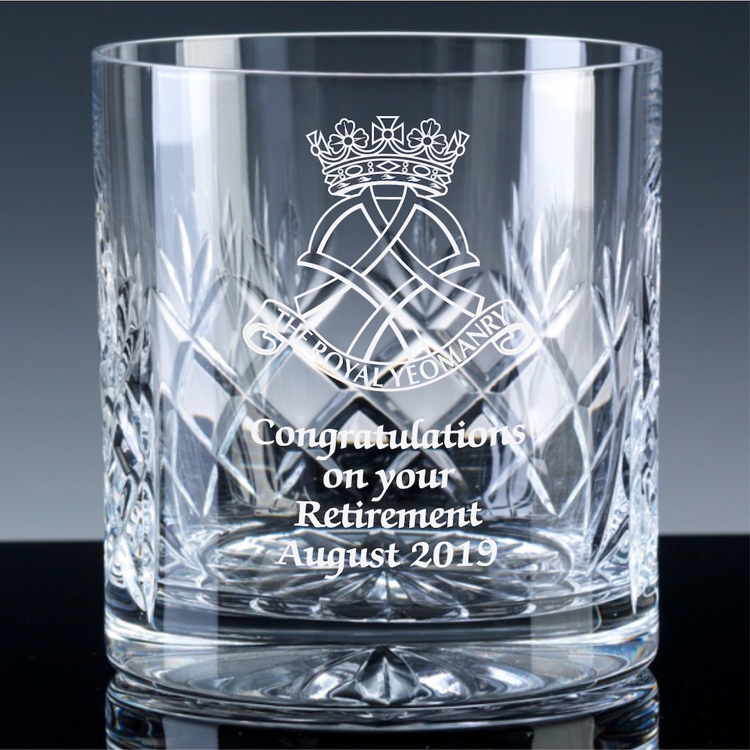 Personalised Crystal Whisky Glass Engraved With UK Military Badge or ...