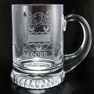 Family Crest Coat of Arms Personalised Glass Tankard - Etsy