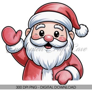 Watercolor Waving Santa PNG Clipart: Christmas Sublimation (digital ...