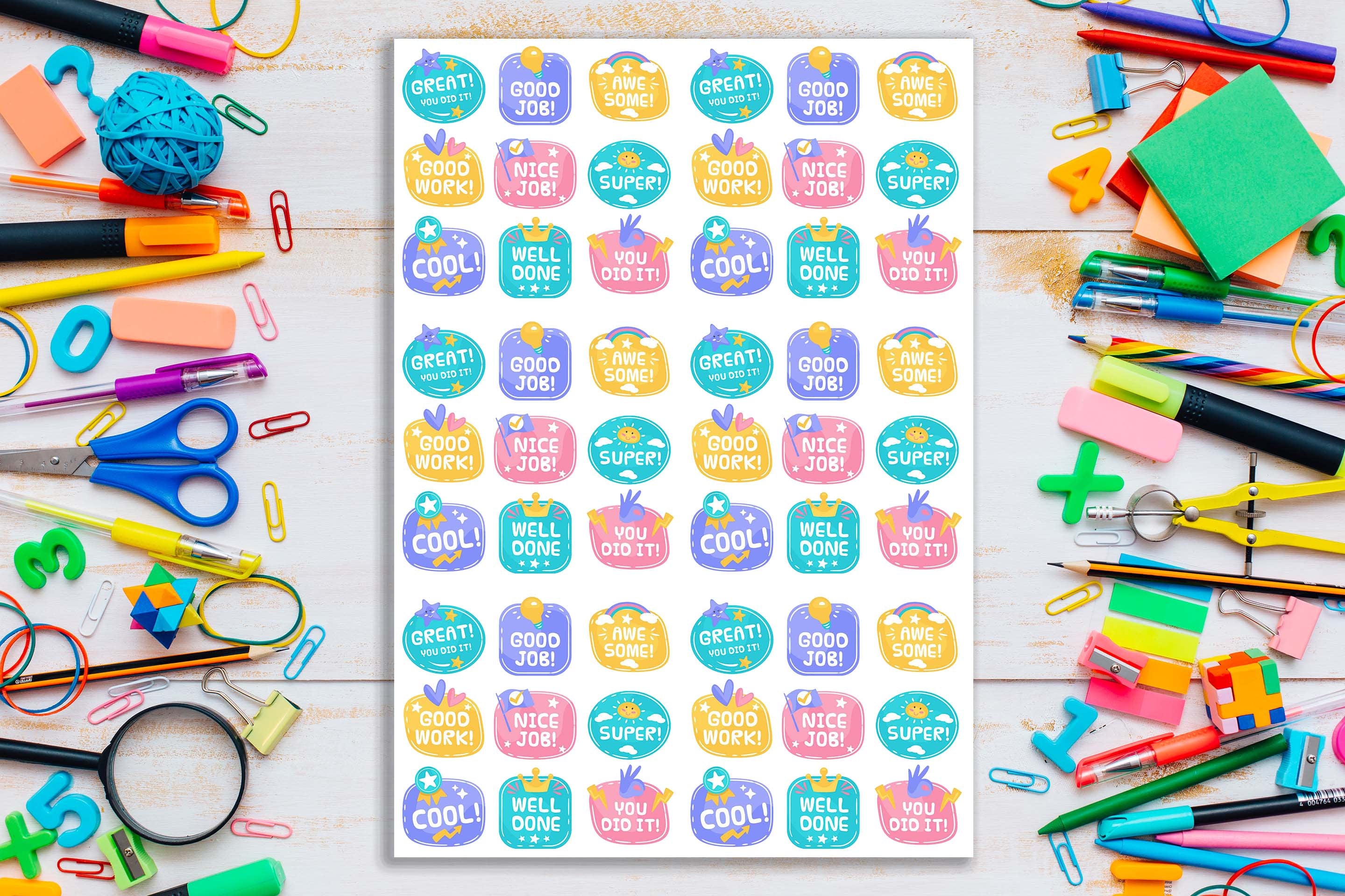 Teacher Reward Stickers Pack #001 Stickers Sheet X45 - Etsy