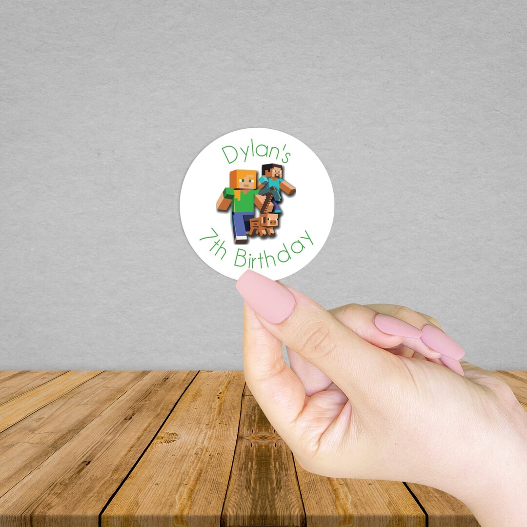 Minecraft Personalised Birthday Stickers Sheet X20 Party - Etsy UK