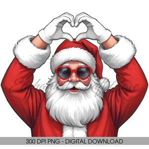 Santa Love Heart Hands PNG: Christmas T-shirt Print (digital Download ...