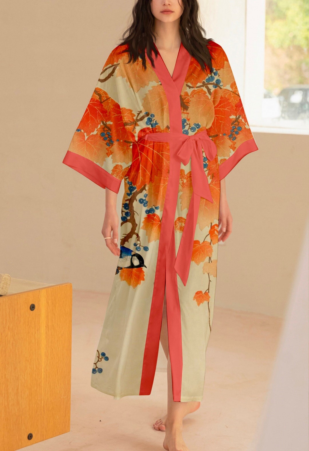 Kimono Robe, Satin Robe, Yukata Dressing Gown, Silk Robe, Bridal Robe ...