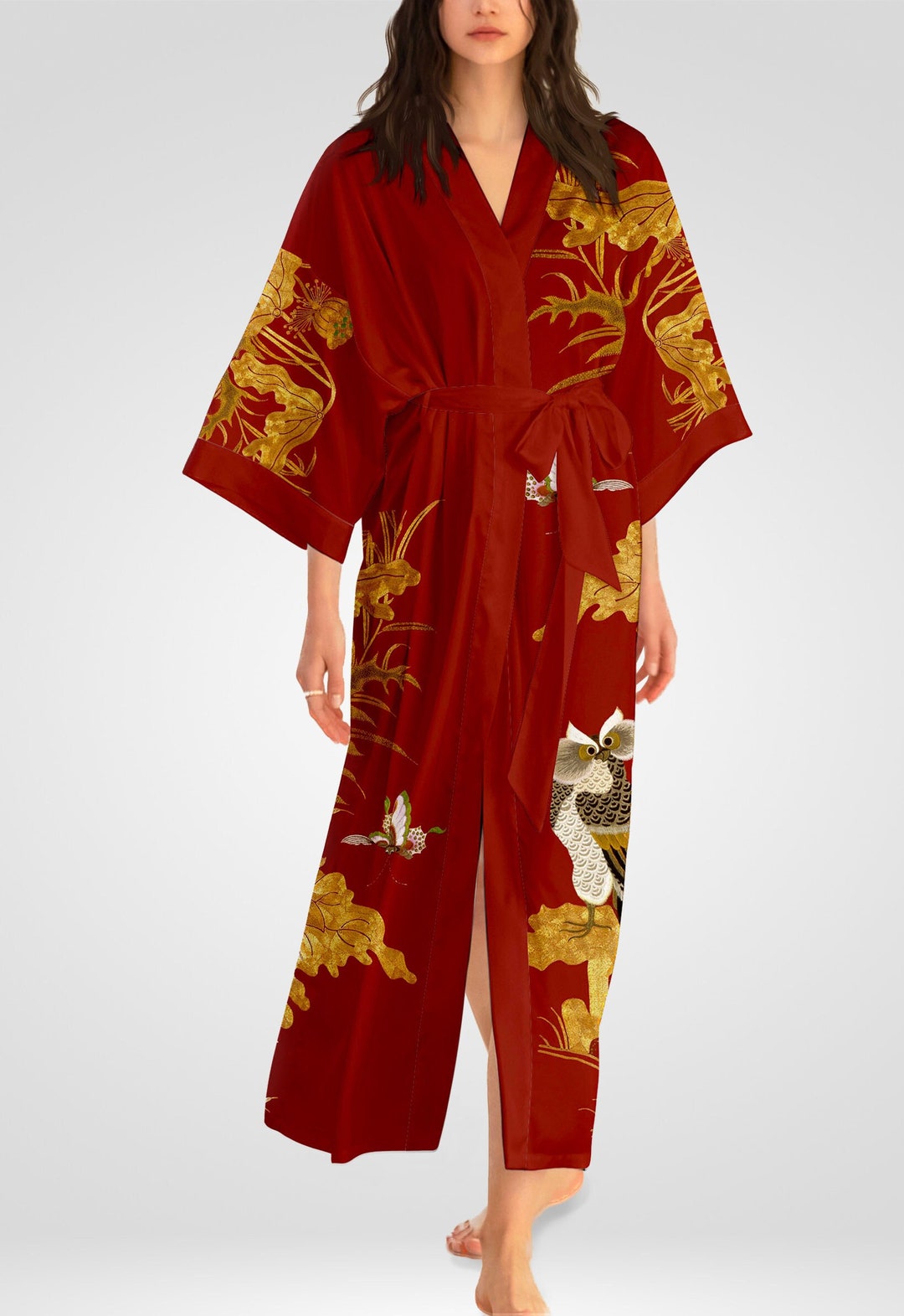 Kimono Robe, Satin Robe, Kimono for Women, Japanese Clothing, Aesthetic ...