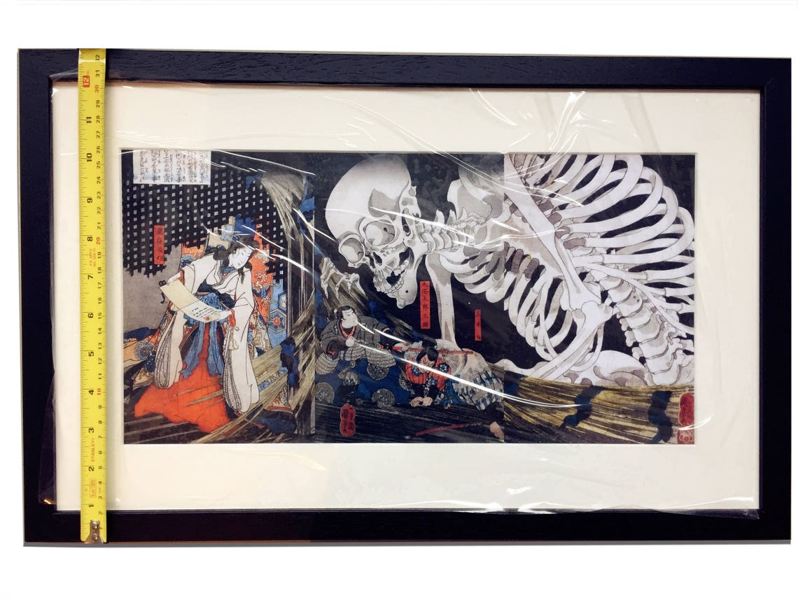 Japanese Art Japanese Wall Art Skeleton Print Ukiyo-e - Etsy
