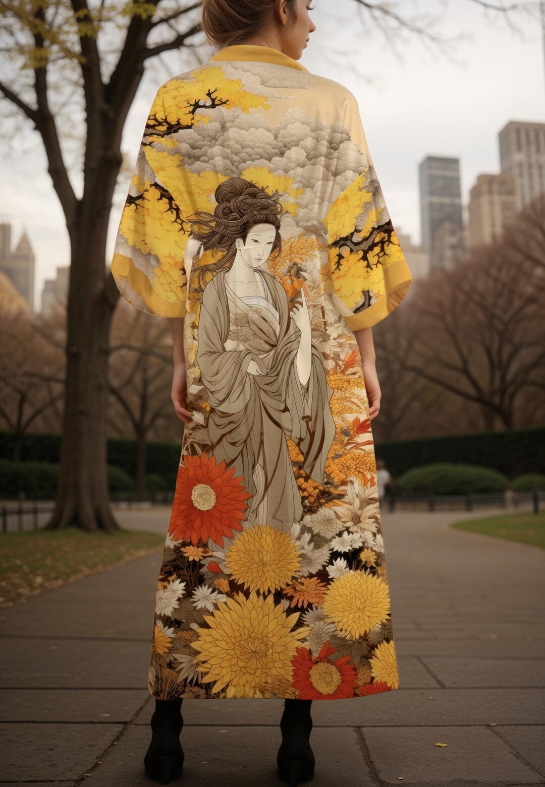 Kimono, Kimono Robe, Satin Robe, Dressing Gown, Japanese Clothing ...